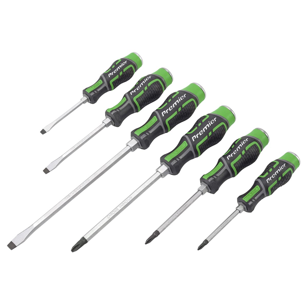 Premier Hammer-Thru Screwdriver Set 6pc - Hi-Vis Green | Workplace Products