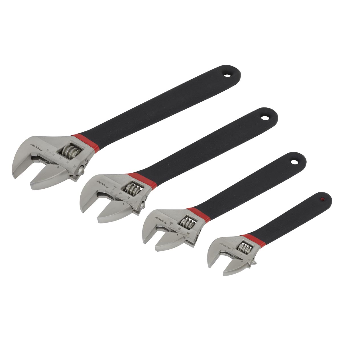 Premier Adjustable Wrench Set Ni-Fe Finish 4pc | Workplace Products