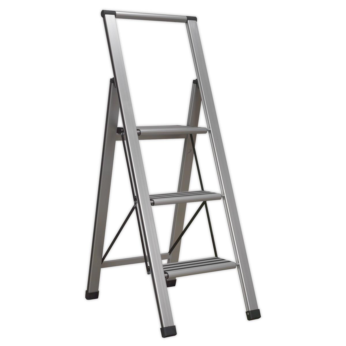 Aluminium Professional Fold-Flat Step Ladder 3-Step 150kg Capacity - EN ...